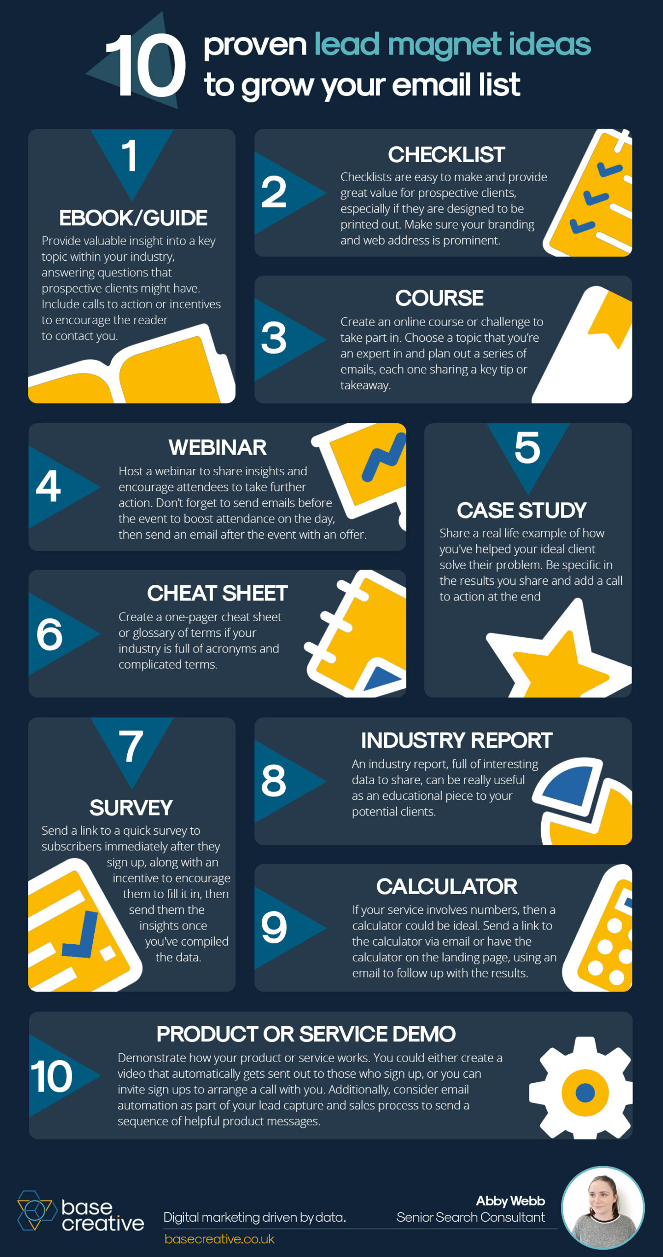 10 lead magnet ideas to grow your email list | Base Creative